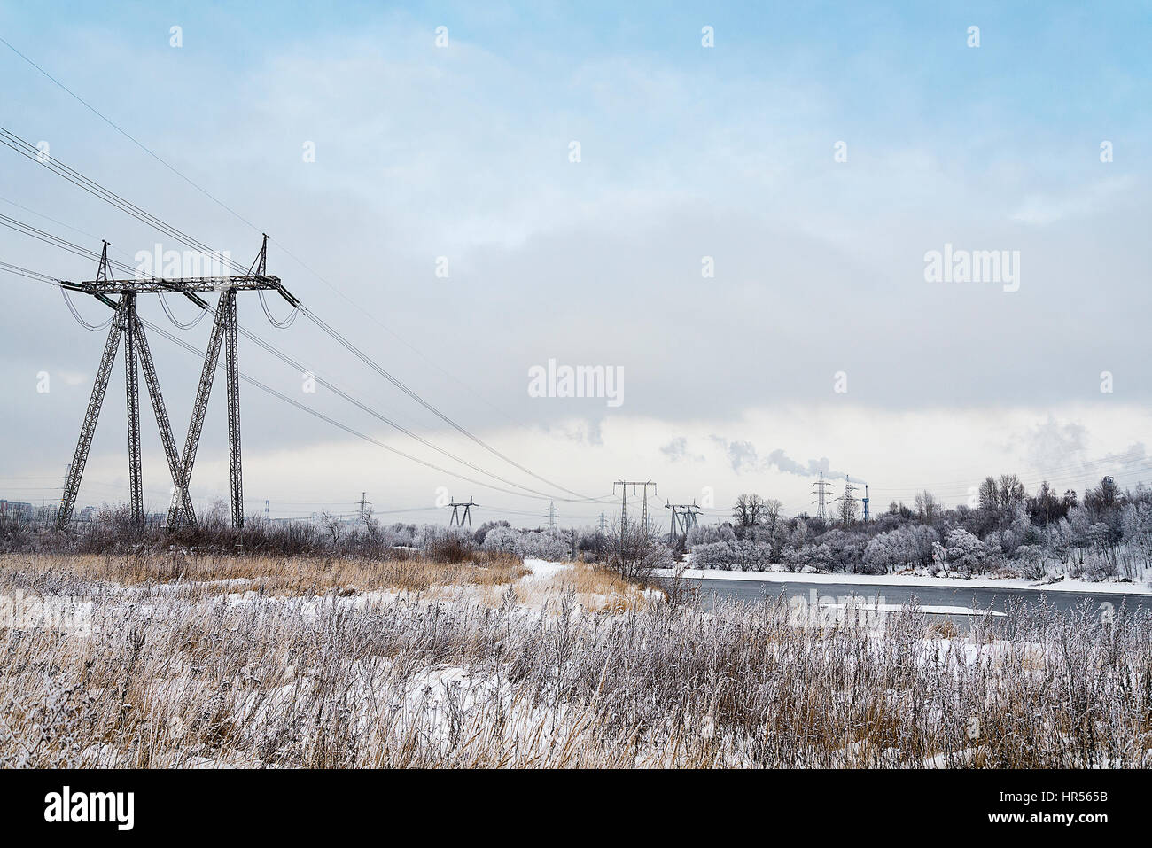 Power line for residential premises Stock Photo - Alamy
