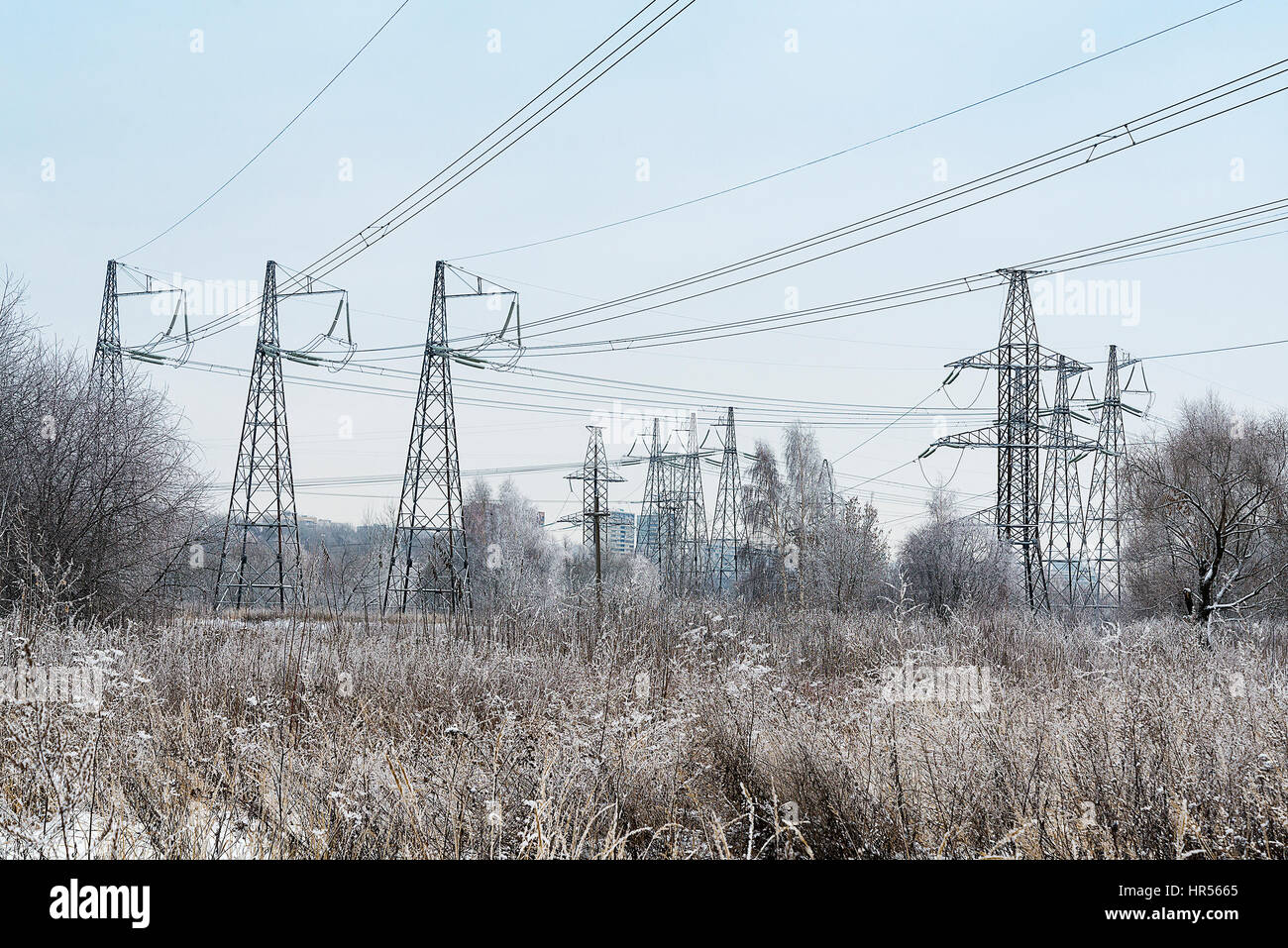 Power line for residential premises Stock Photo - Alamy