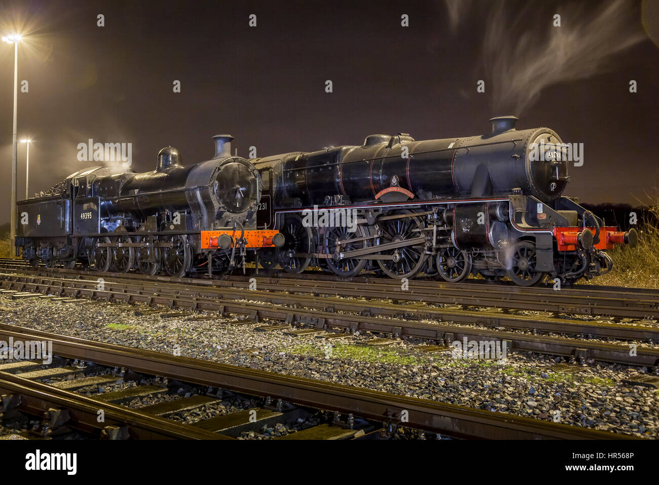 Night shots of steam engines at the Bury headquarters of the East ...