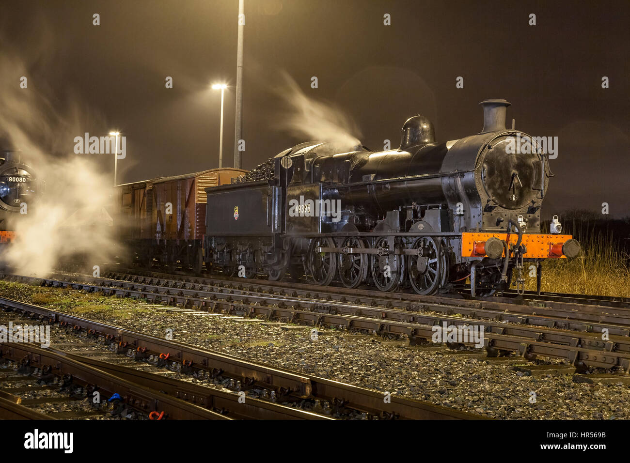 Night shots of steam engines at the Bury headquarters of the East ...