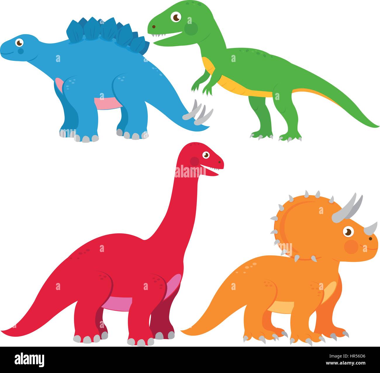 Dinosaurs set. A Stegosaurus, a brontosaurus, an apatosaurus, a ...