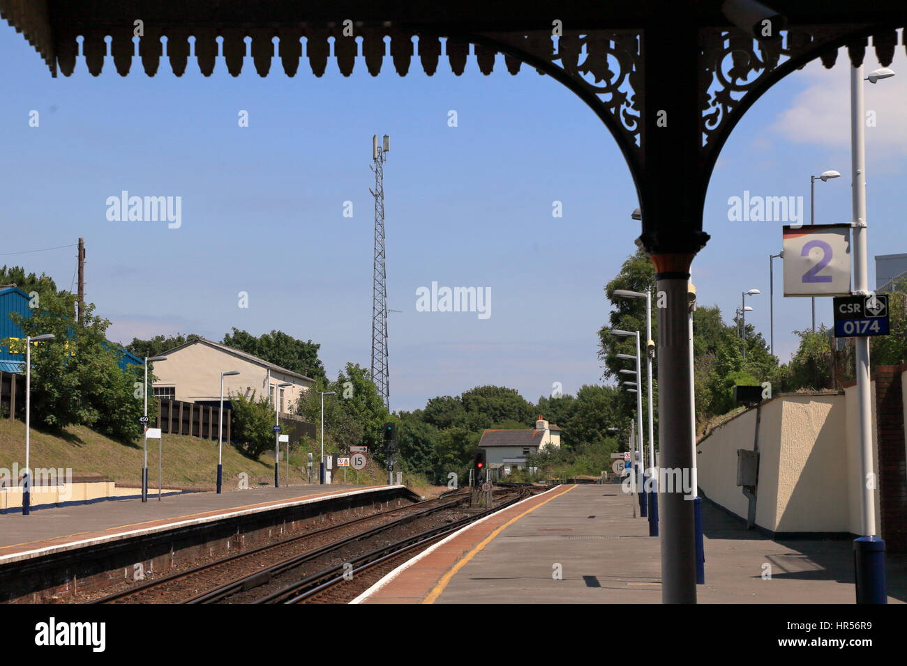 Lazy sunny afternoon mainline railway line gently sweeps from Branksome ...