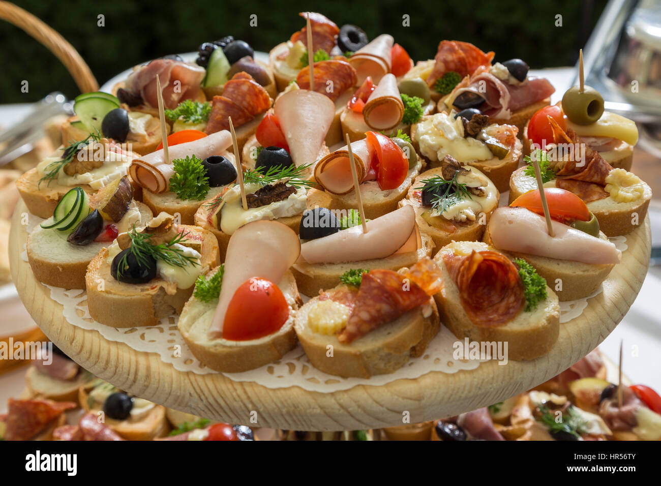 Canape sandwiches cheese salami on hi-res stock photography and images ...
