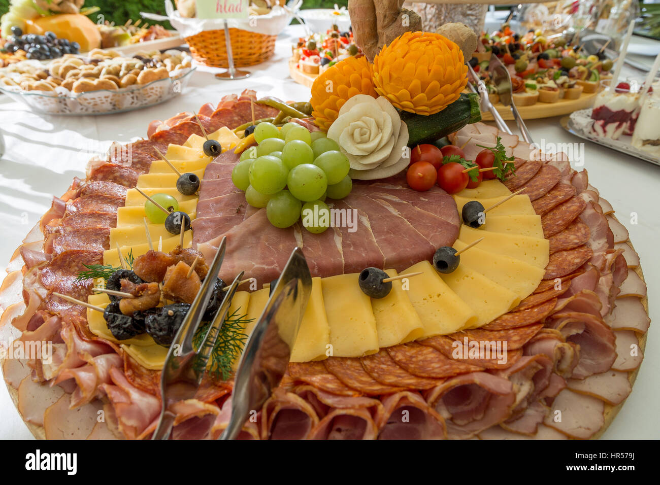 catering platter with sliced meat Stock Photo - Alamy