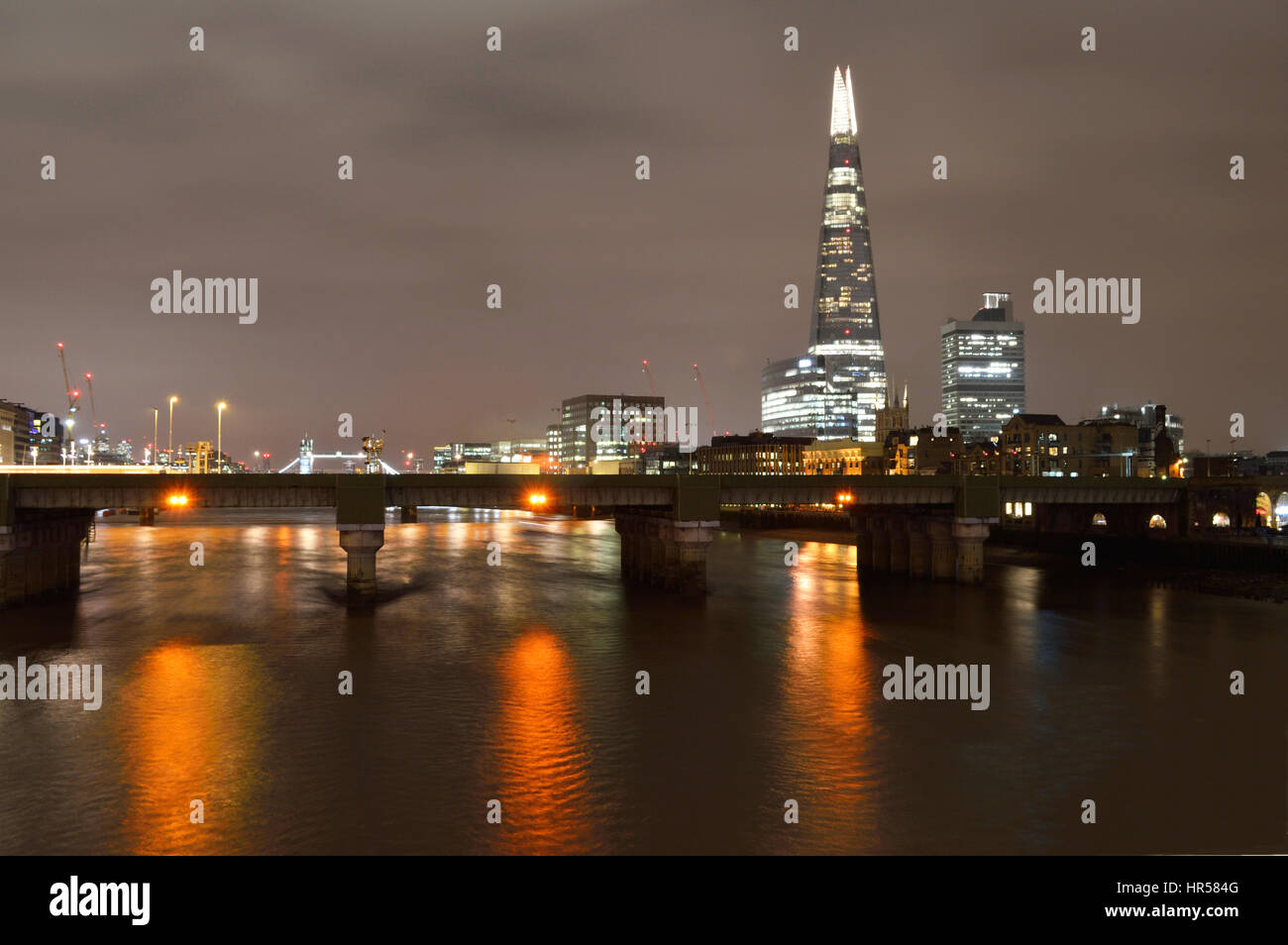 Modern cityscape illuminated buildings night hi-res stock photography ...