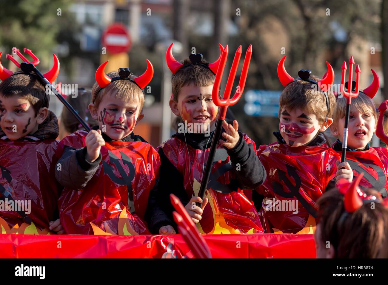 Carnival parades in Barcelona of Spain, 26 February 2017 Stock Photo ...