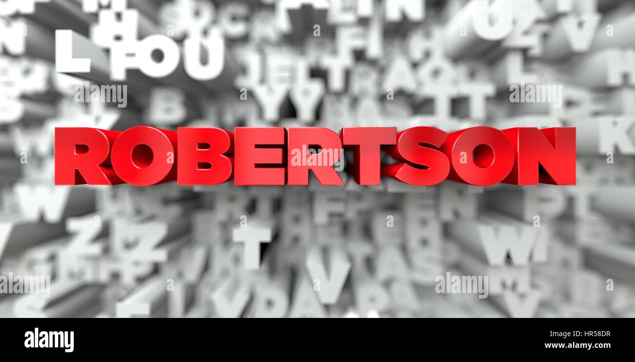 ROBERTSON - Red text on typography background - 3D rendered royalty ...