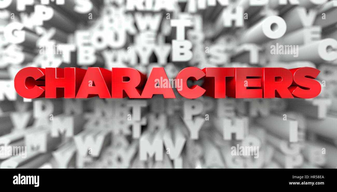 CHARACTERS - Red text on typography background - 3D rendered royalty ...