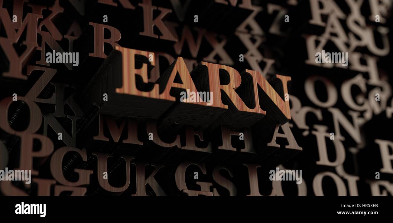 Earn - Wooden 3D rendered letters/message. Can be used for an online ...