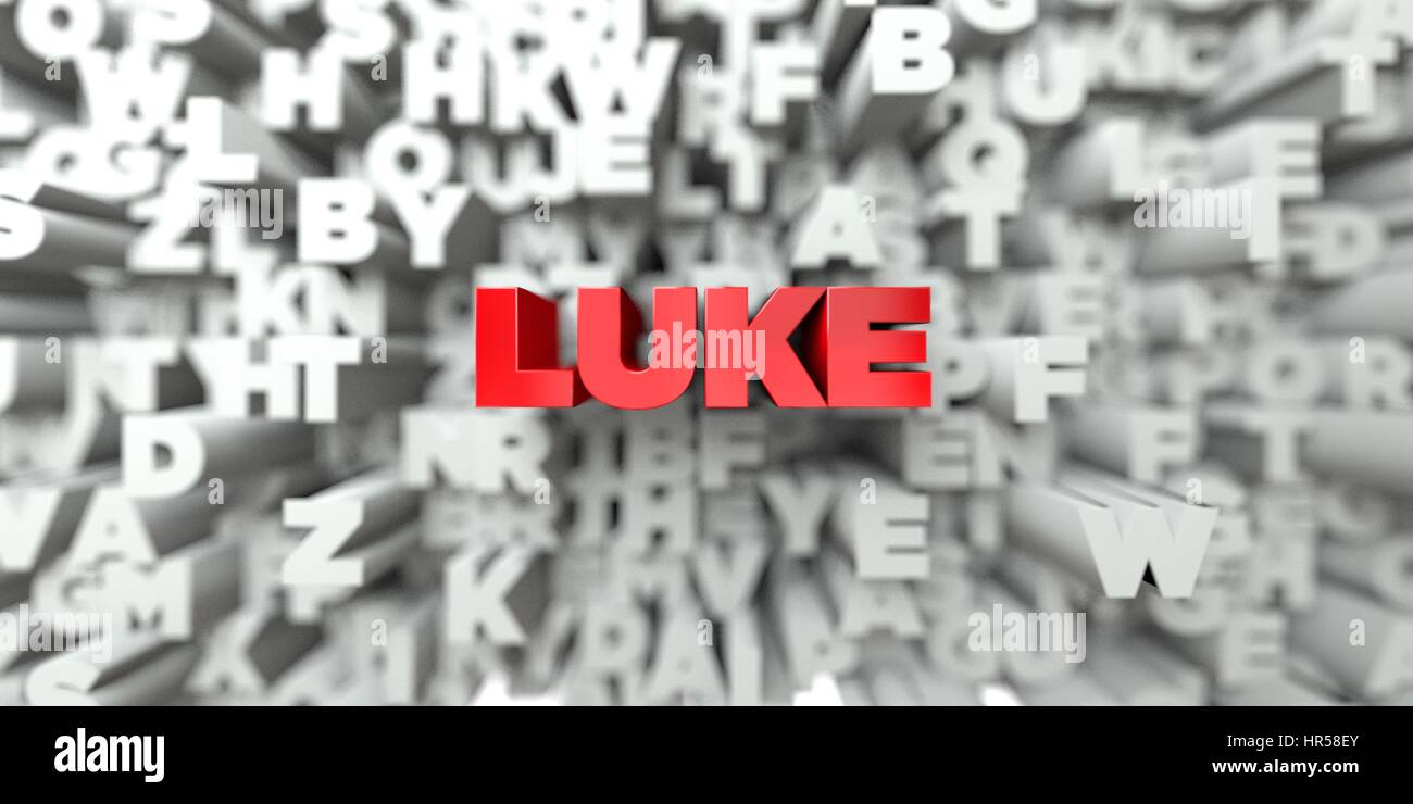 LUKE - Red text on typography background - 3D rendered royalty free ...