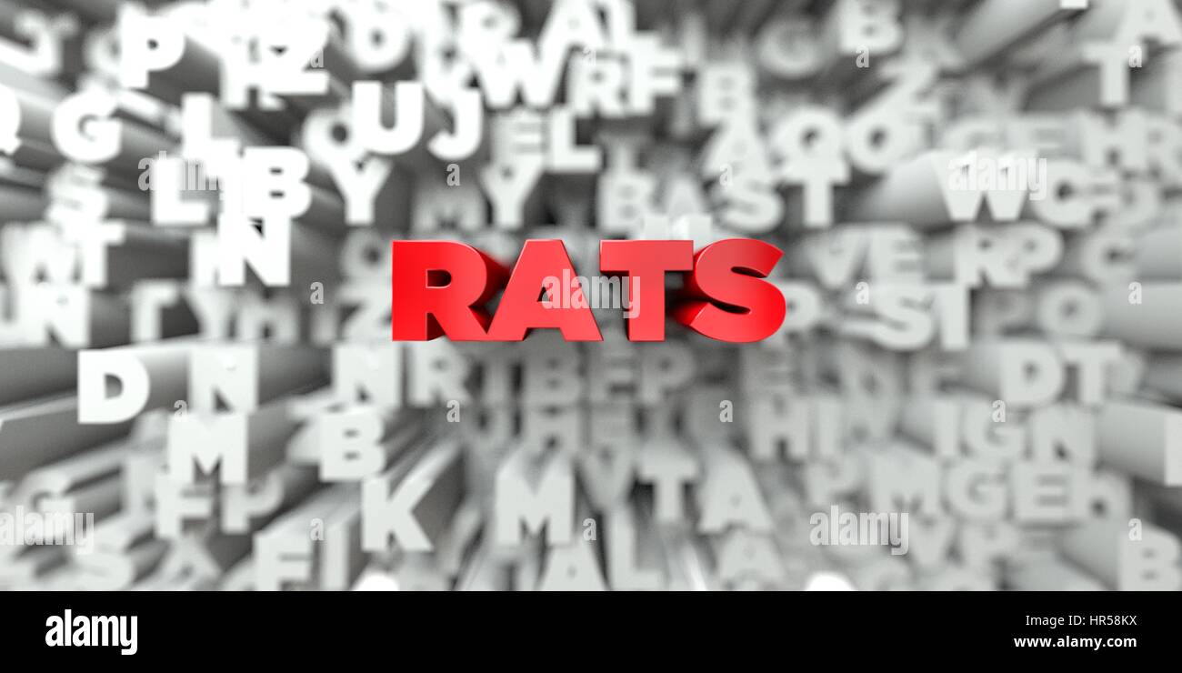 RATS - Red text on typography background - 3D rendered royalty free ...