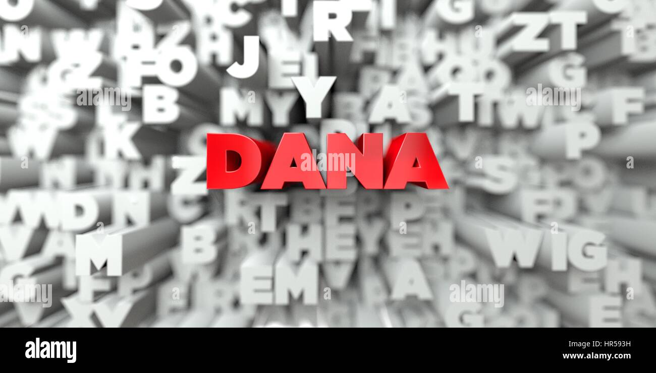 DANA - Red text on typography background - 3D rendered royalty free ...