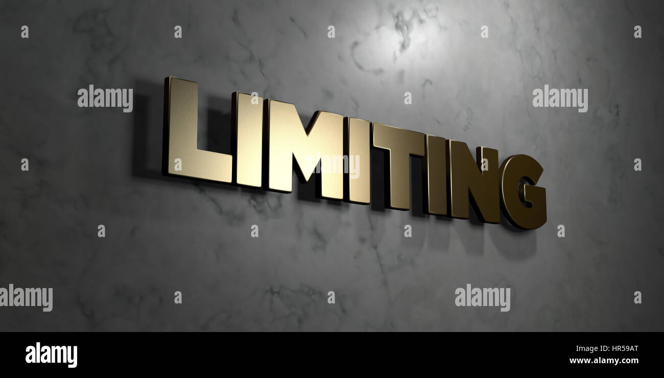 Limiting - Gold sign mounted on glossy marble wall - 3D rendered ...