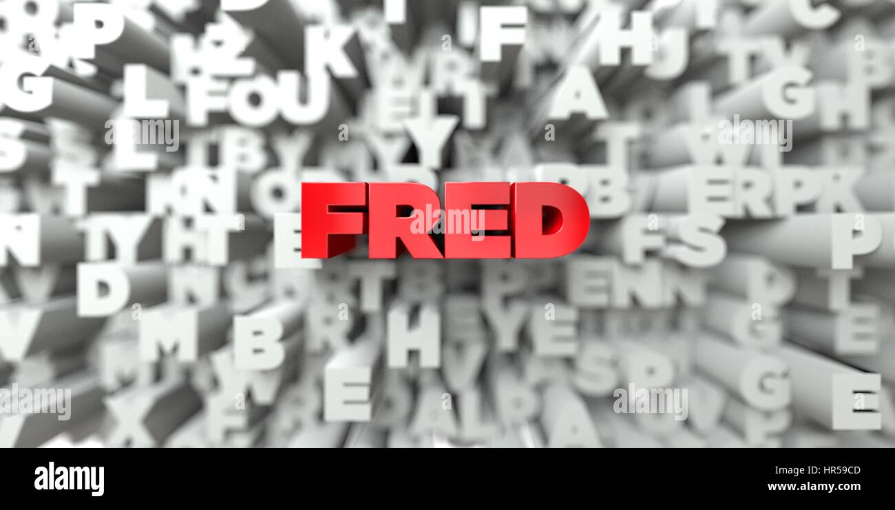 FRED - Red text on typography background - 3D rendered royalty free ...