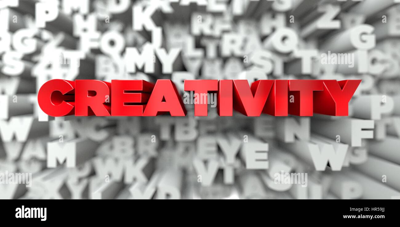 CREATIVITY - Red text on typography background - 3D rendered royalty ...