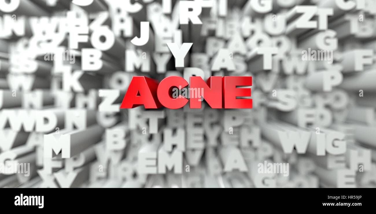 ACNE - Red text on typography background - 3D rendered royalty free ...