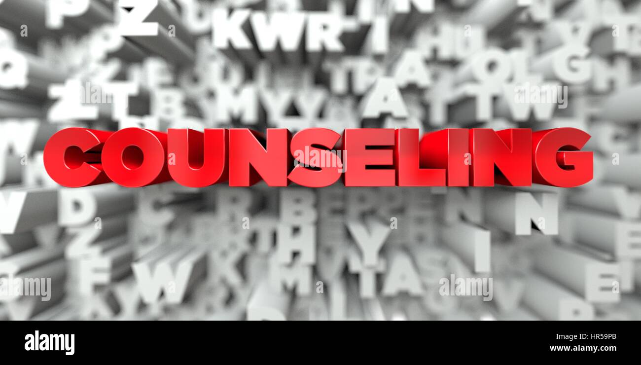 COUNSELING - Red text on typography background - 3D rendered royalty ...