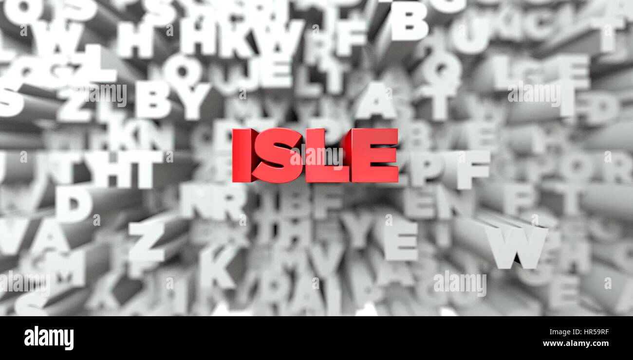 ISLE - Red text on typography background - 3D rendered royalty free ...