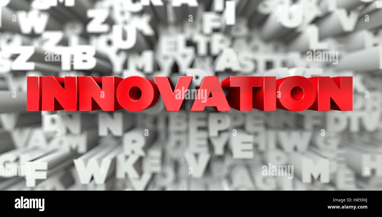 INNOVATION - Red text on typography background - 3D rendered royalty ...