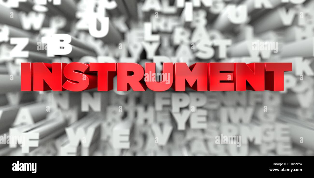 INSTRUMENT - Red text on typography background - 3D rendered royalty ...
