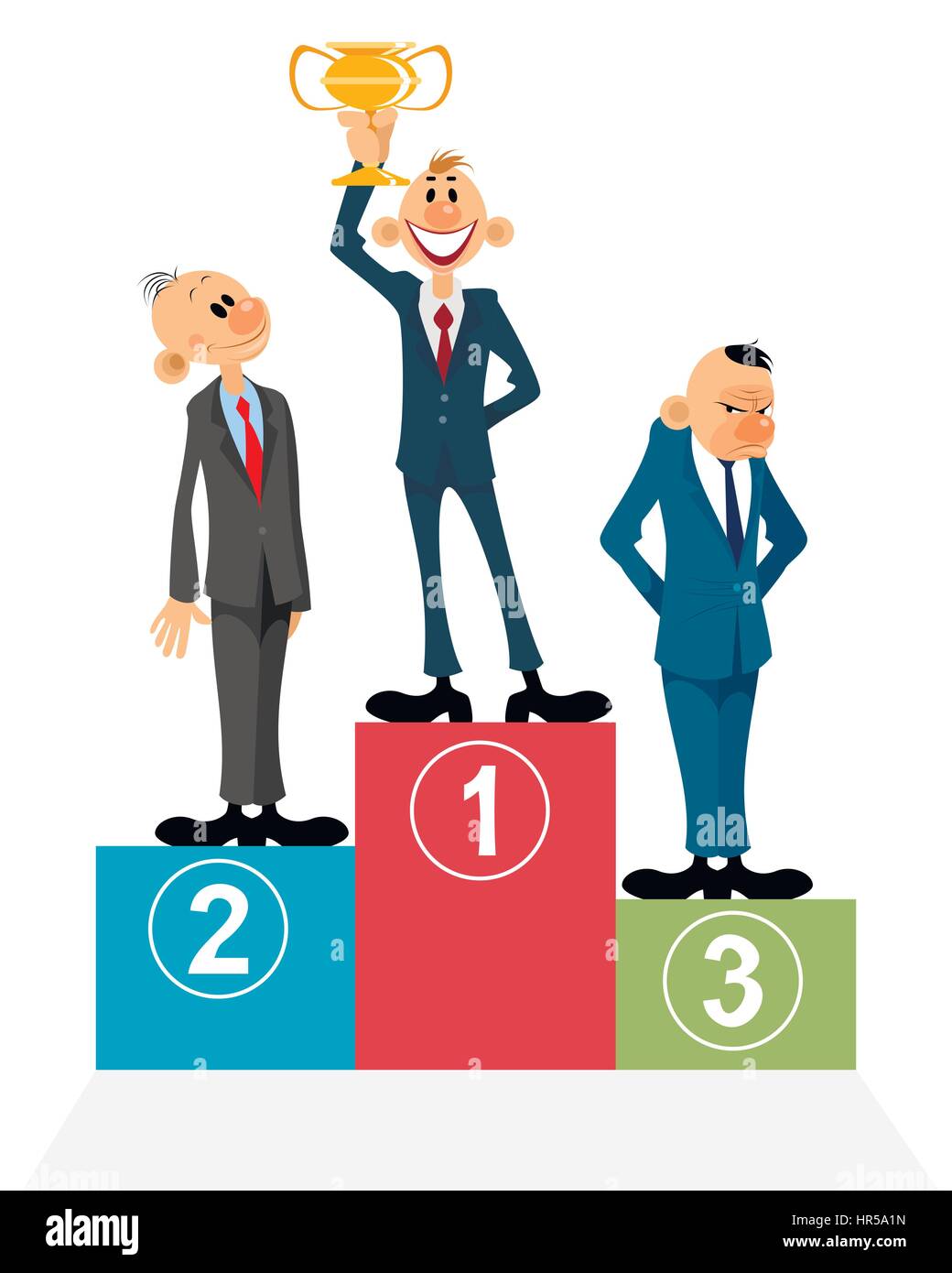 Vector illustration of a three businessmen on pedestal Stock Vector ...