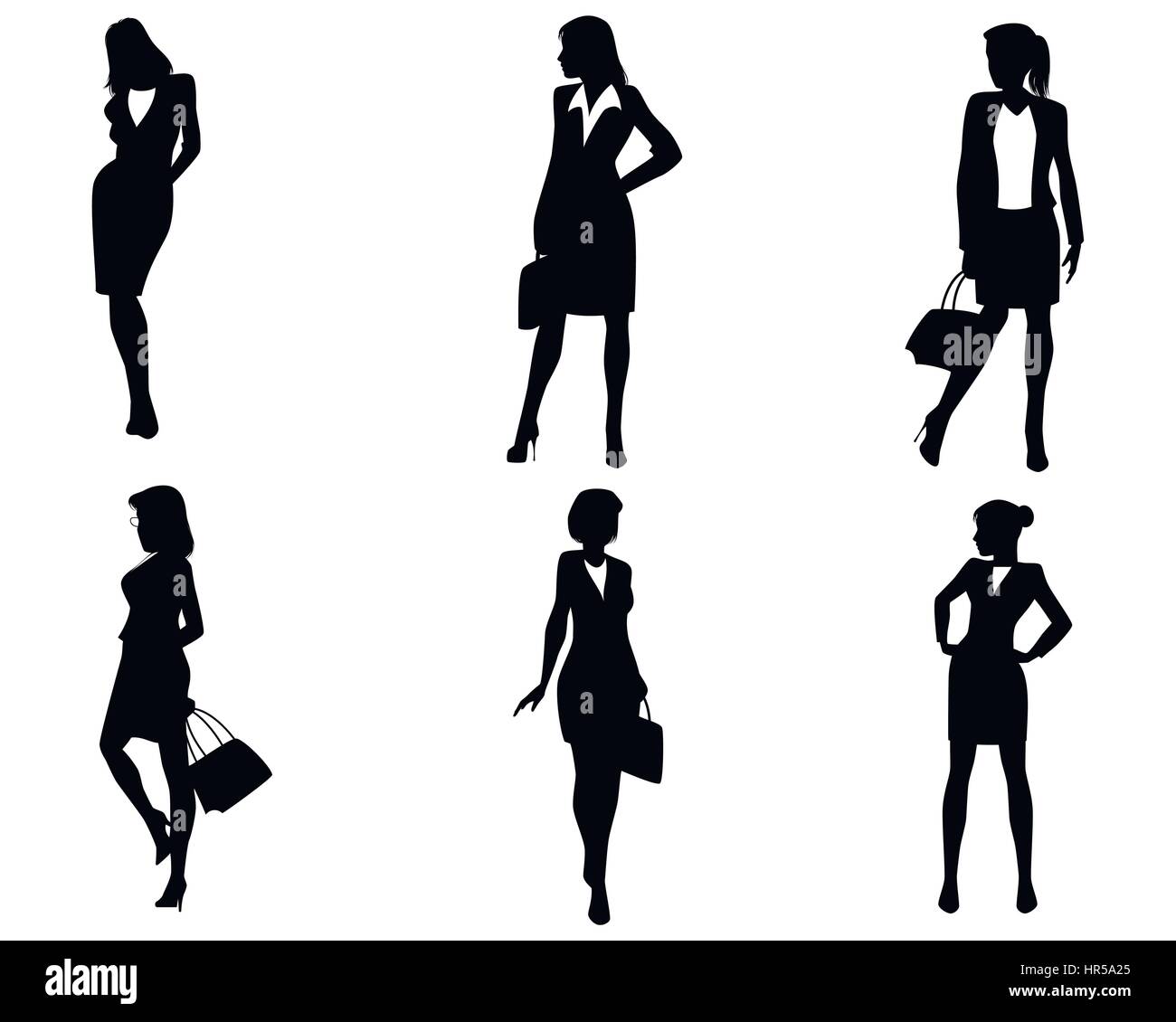 Vector illustration of a six businesswoman silhouettes Stock Vector ...