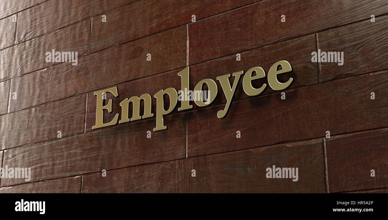 Employee - Bronze plaque mounted on maple wood wall - 3D rendered ...