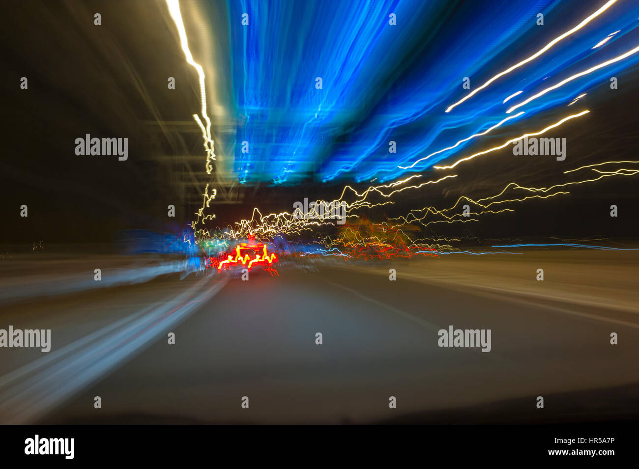 Long exposure of cars on the M25 at Night Stock Photo - Alamy