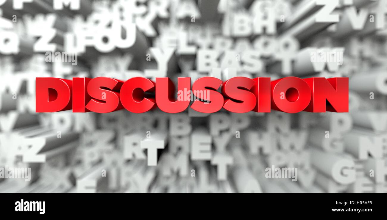 DISCUSSION - Red text on typography background - 3D rendered royalty ...