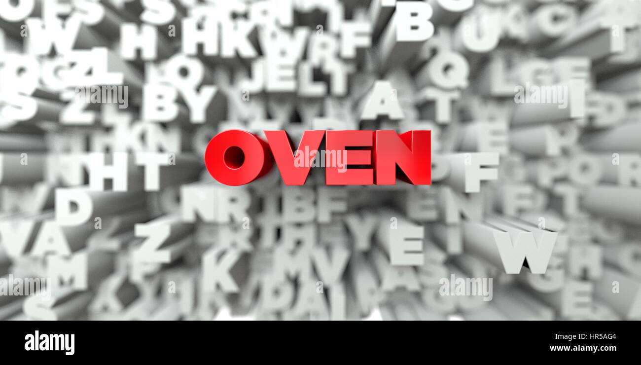 OVEN - Red text on typography background - 3D rendered royalty free ...