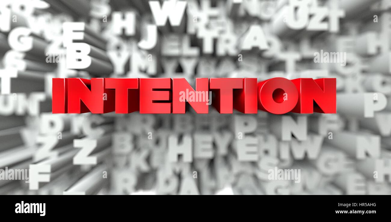 INTENTION - Red text on typography background - 3D rendered royalty ...