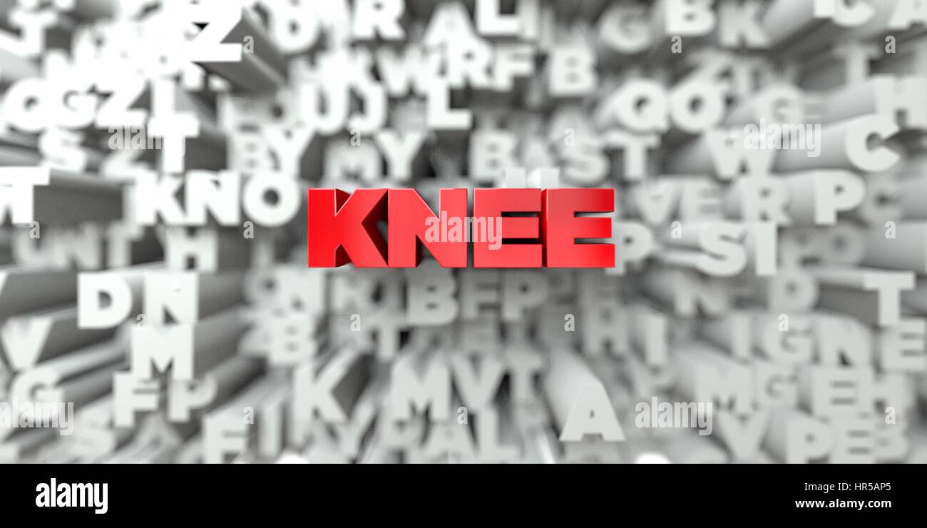 KNEE - Red text on typography background - 3D rendered royalty free ...