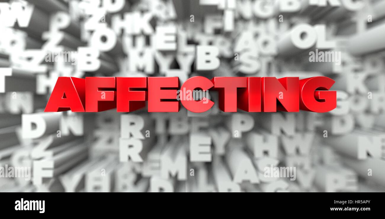 AFFECTING - Red text on typography background - 3D rendered royalty ...