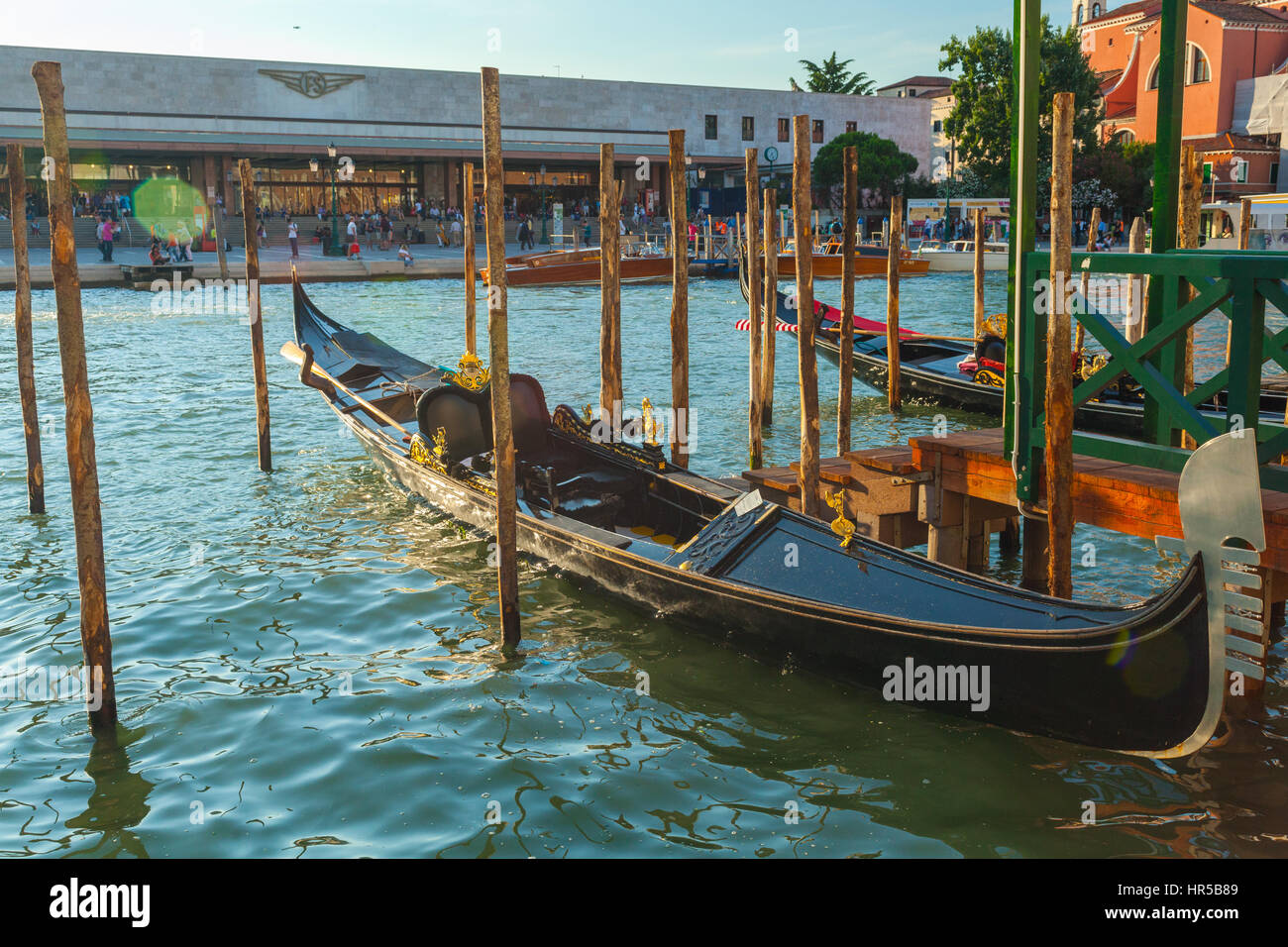 Gondola boat on venetian canal, Italy Stock Photo - Alamy