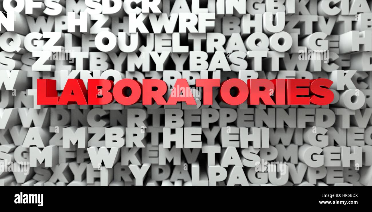 LABORATORIES - Red text on typography background - 3D rendered royalty ...