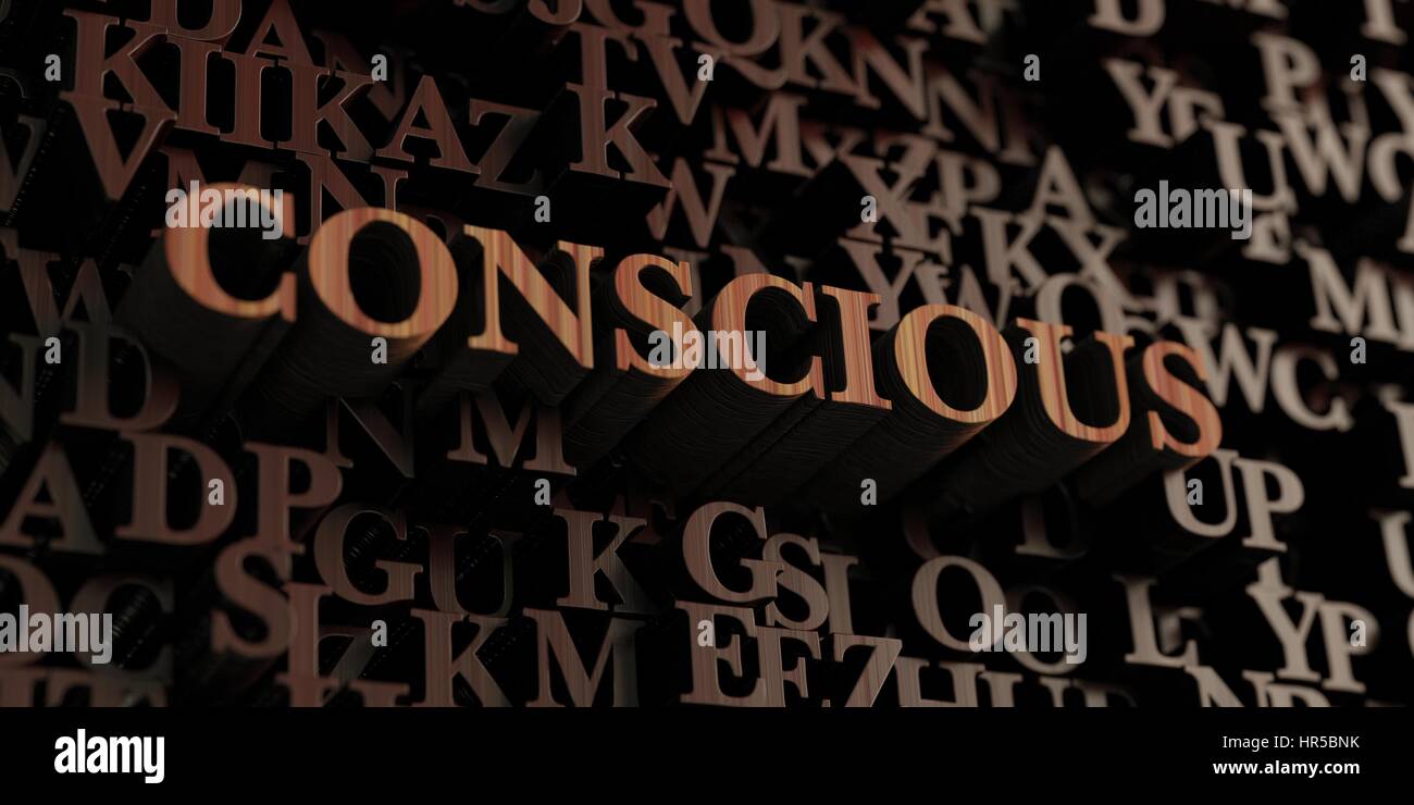 Conscious - Wooden 3D rendered letters/message. Can be used for an ...