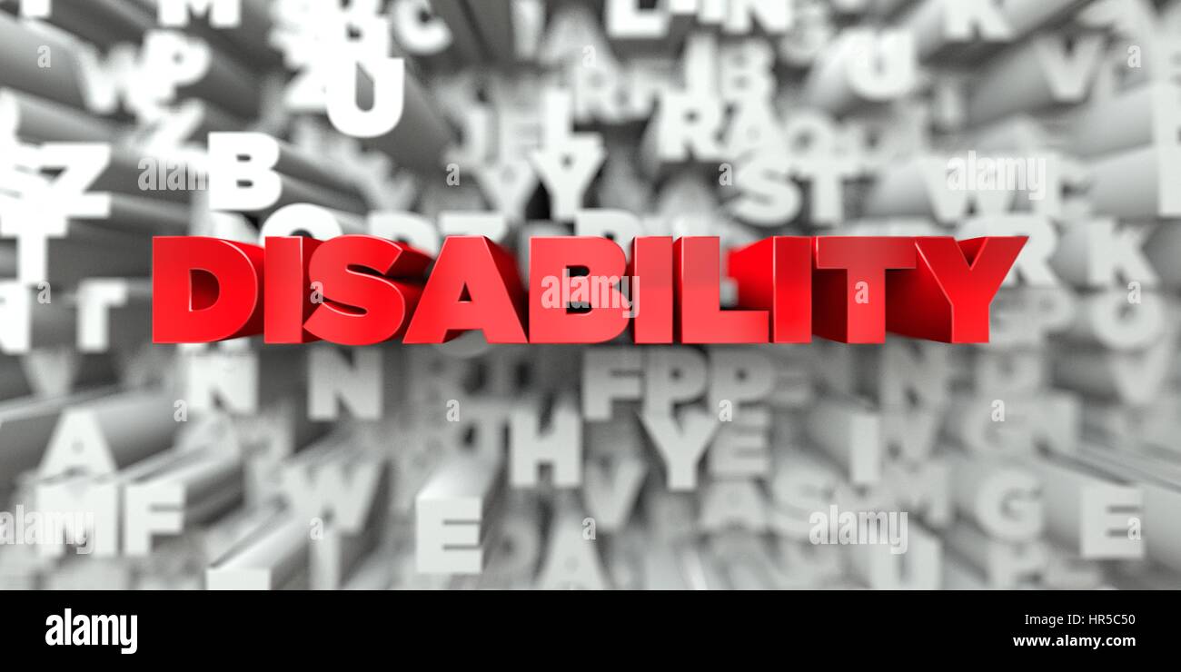 DISABILITY - Red text on typography background - 3D rendered royalty ...