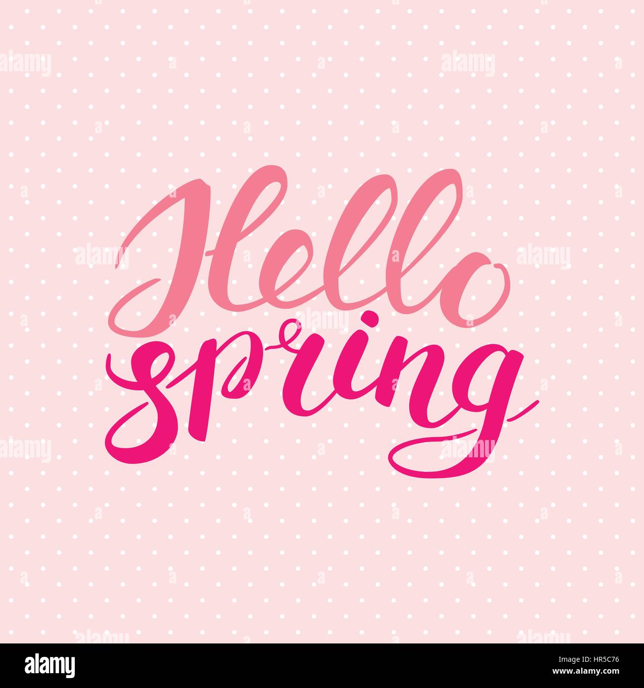 Phrase Hello spring Brush Pen lettering isolated on background ...