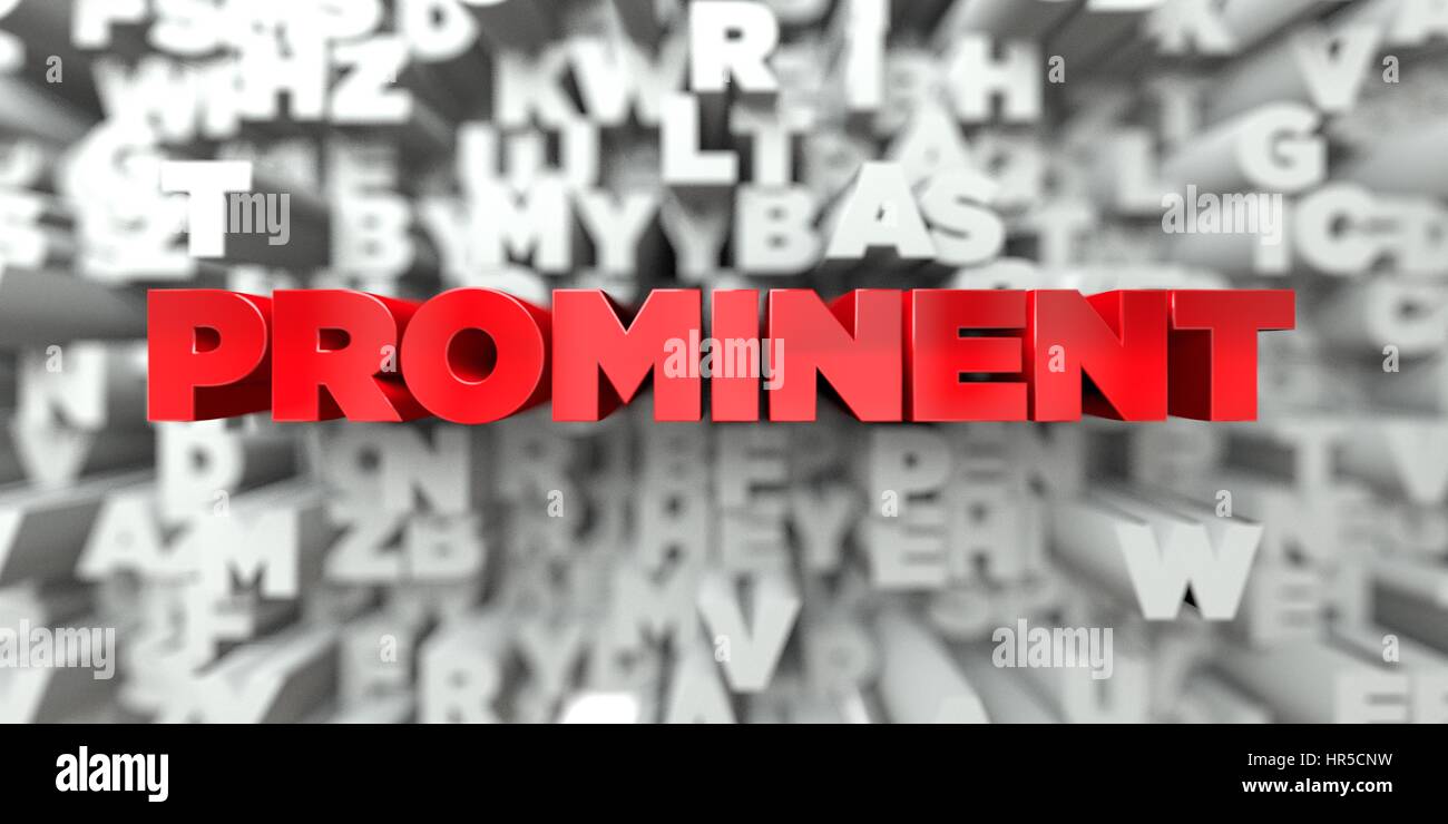 PROMINENT - Red text on typography background - 3D rendered royalty ...