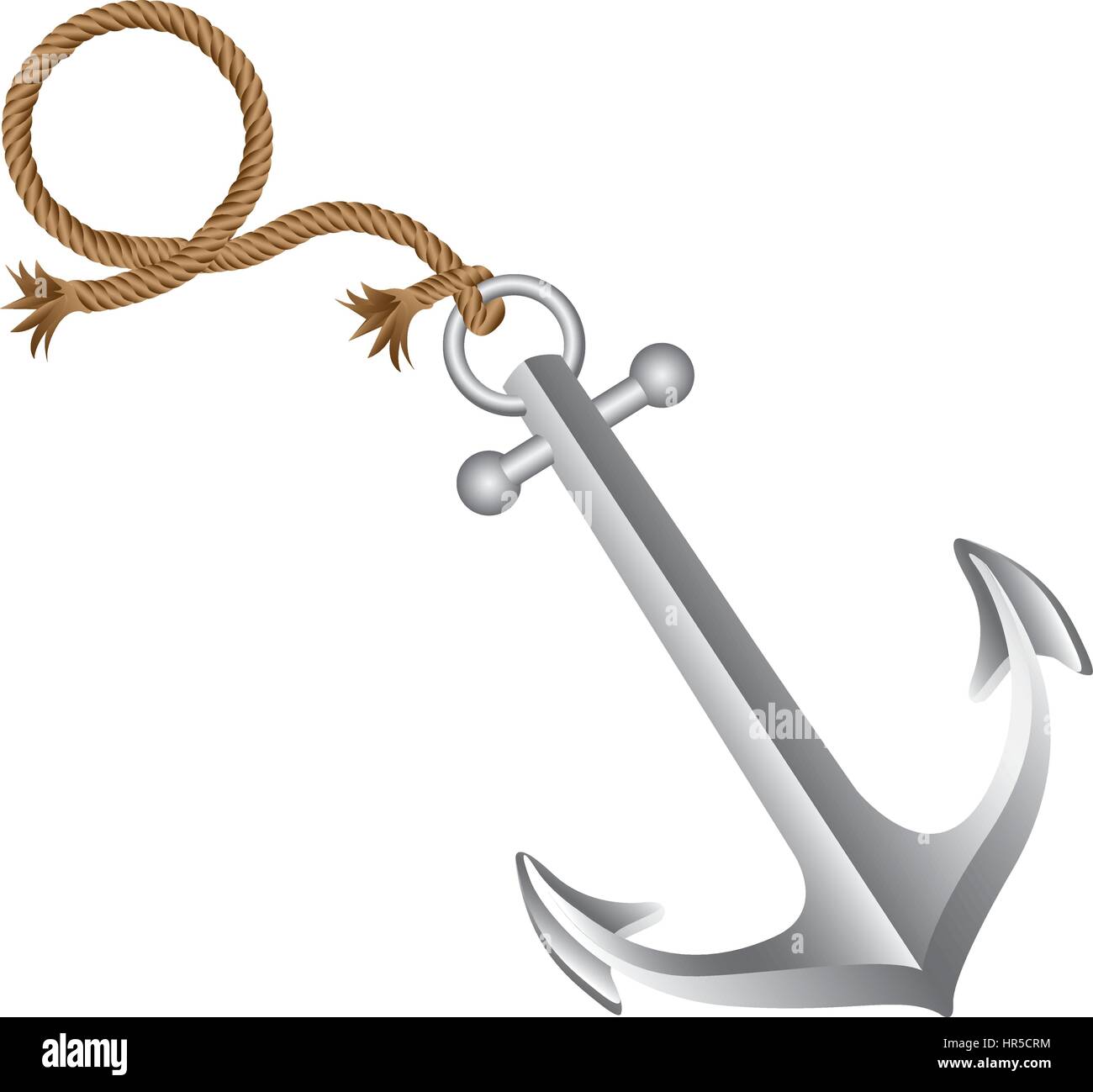 realistic silver silhouette anchor design with rope break Stock Vector ...