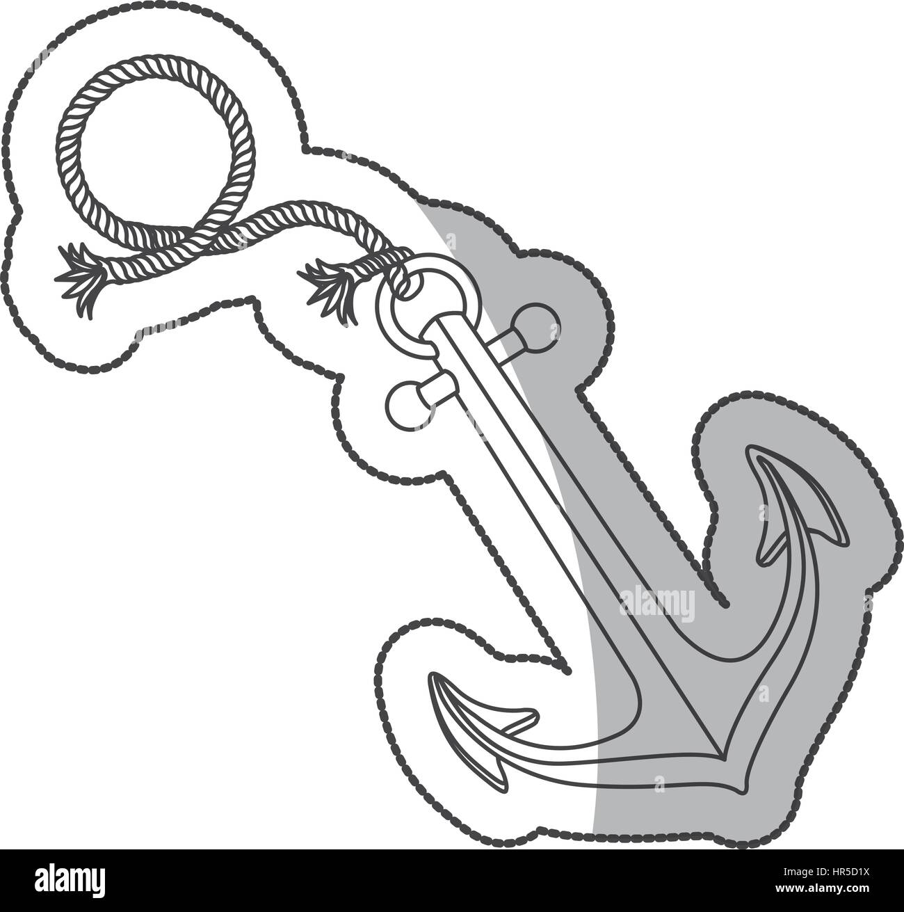 sticker silhouette anchor design with rope break Stock Vector Image ...