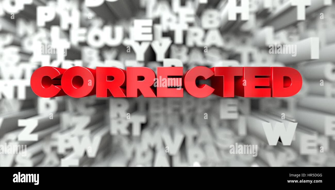 CORRECTED - Red text on typography background - 3D rendered royalty ...