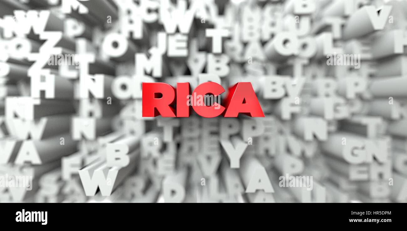 RICA - Red text on typography background - 3D rendered royalty free ...