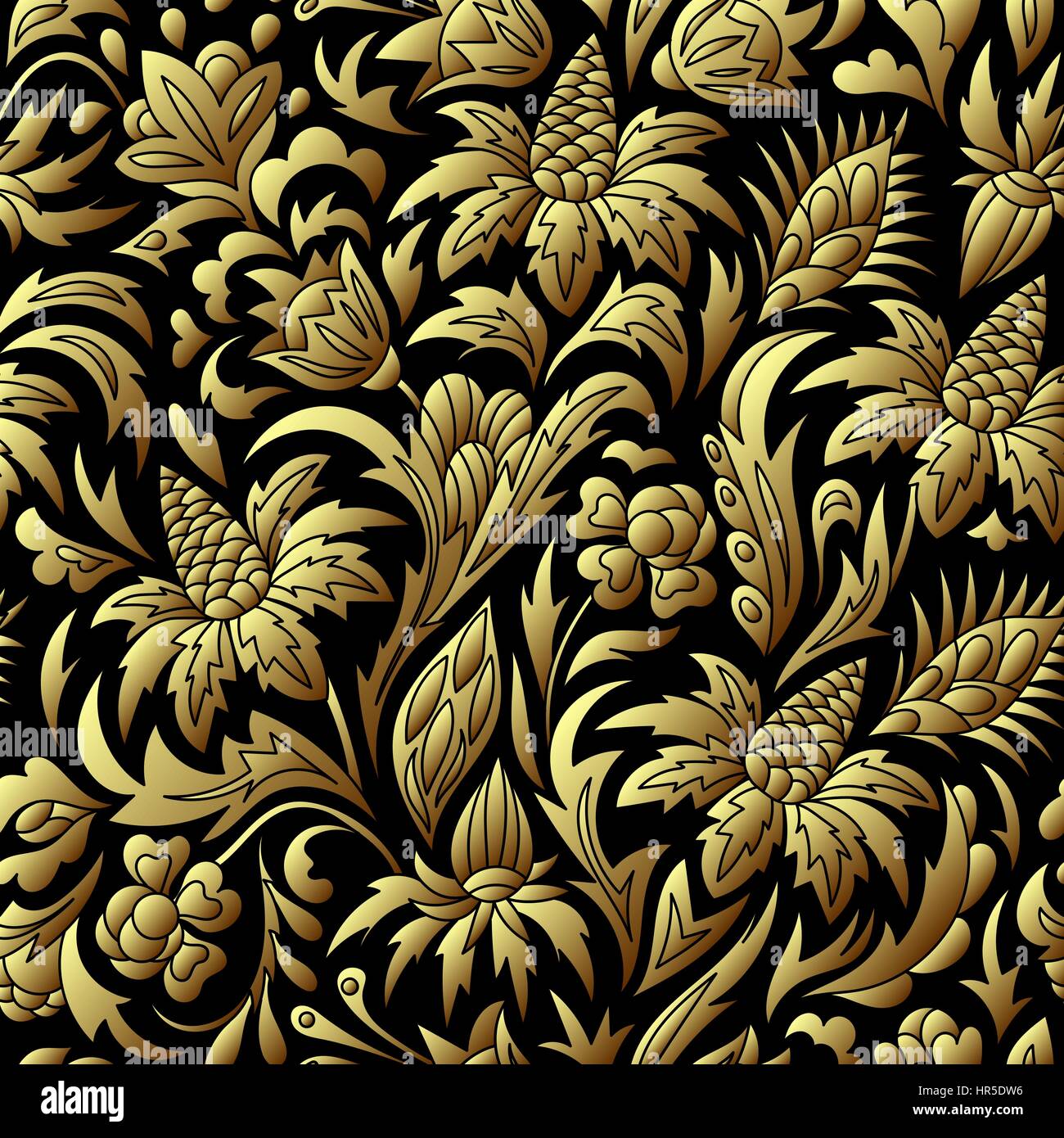 Vector gold seamless pattern, floral texture Stock Vector Image & Art ...