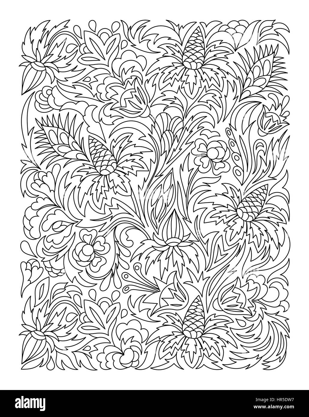Unique pattern flowers leaf Black and White Stock Photos & Images - Alamy