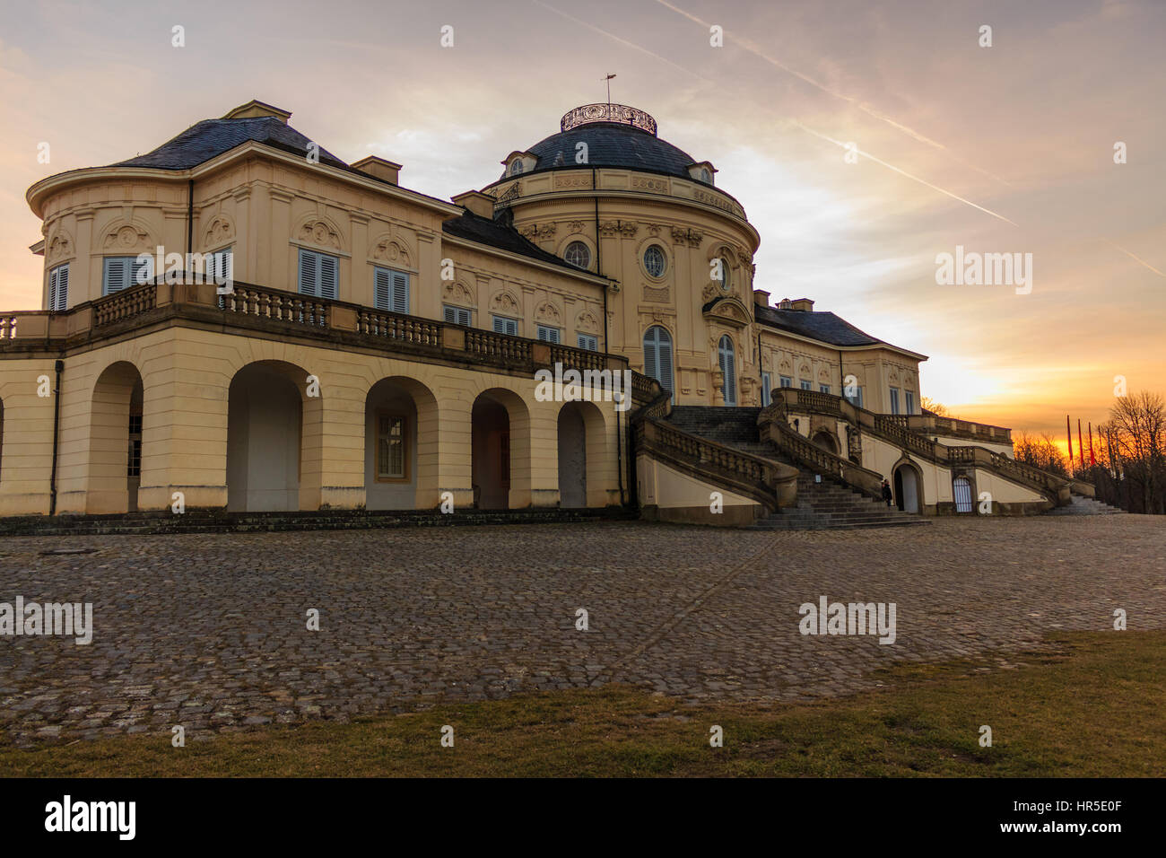 Solitude castle in Stuttgart at sunset Stock Photo - Alamy