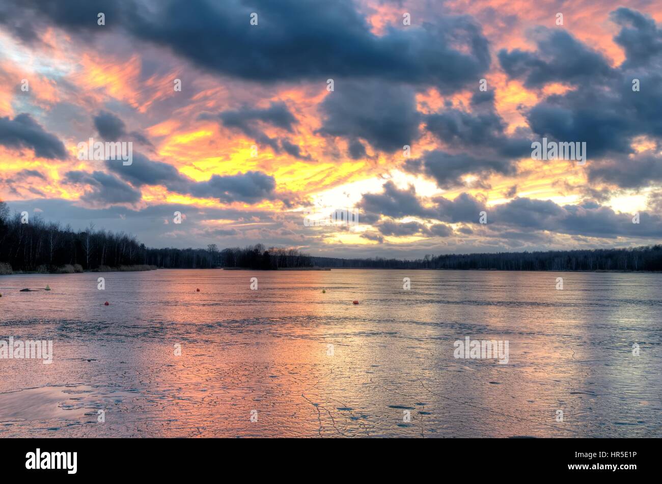 Frozen sunset landscape with nature hi-res stock photography and images ...