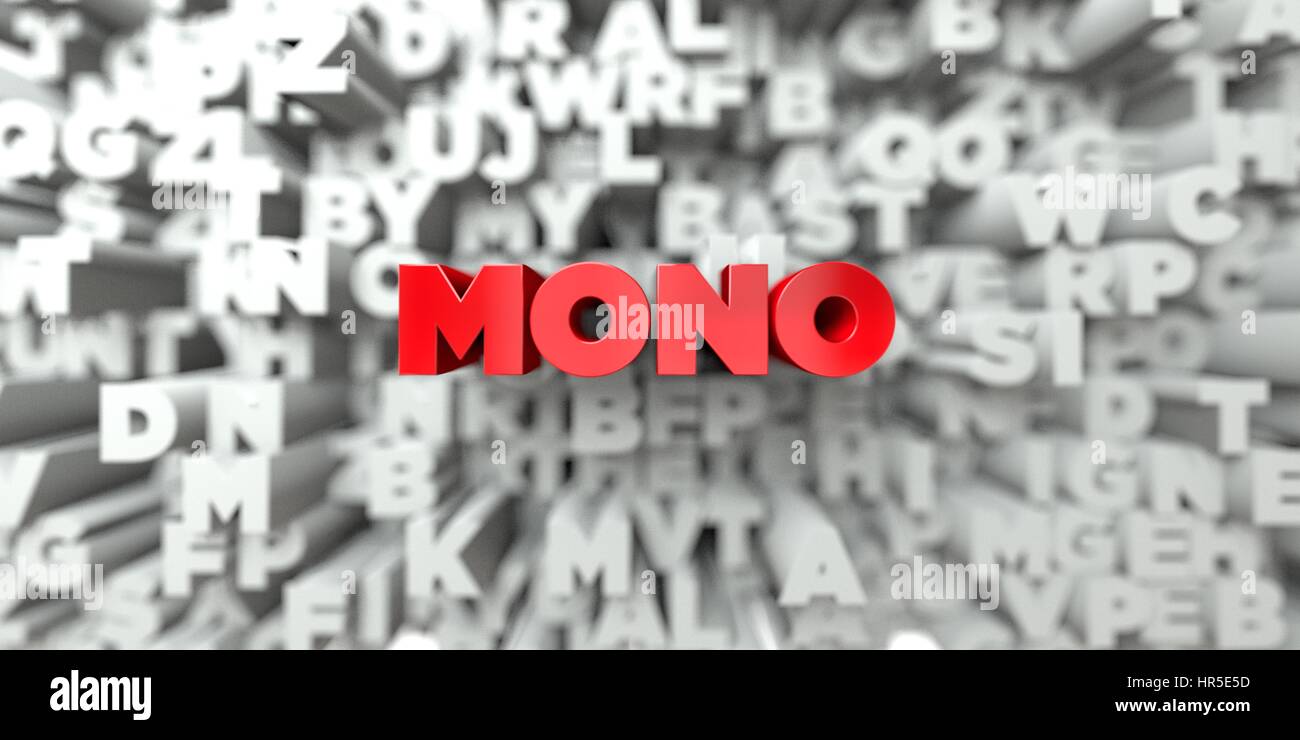 MONO - Red text on typography background - 3D rendered royalty free ...