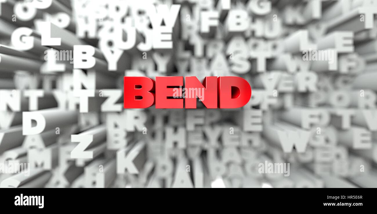 BEND - Red text on typography background - 3D rendered royalty free ...