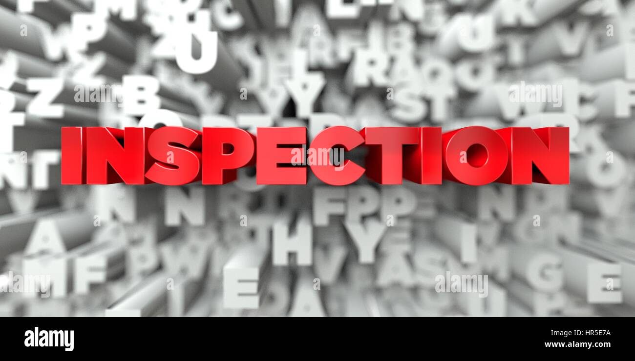 INSPECTION - Red text on typography background - 3D rendered royalty ...